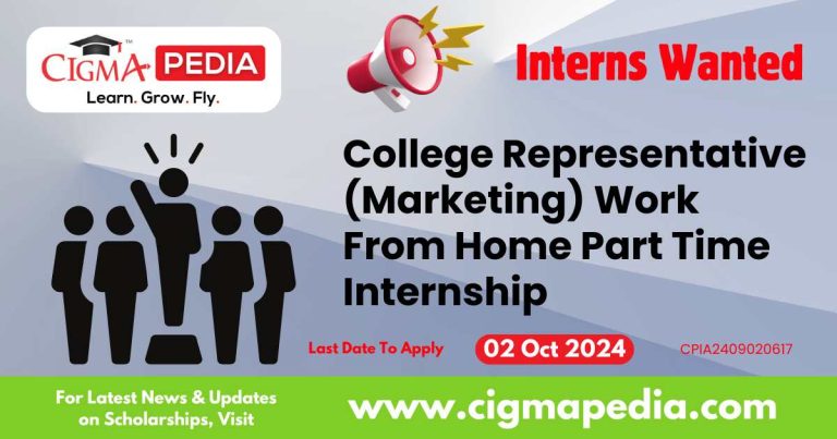 College Representative (Marketing) Work From Home Part Time Internship ...